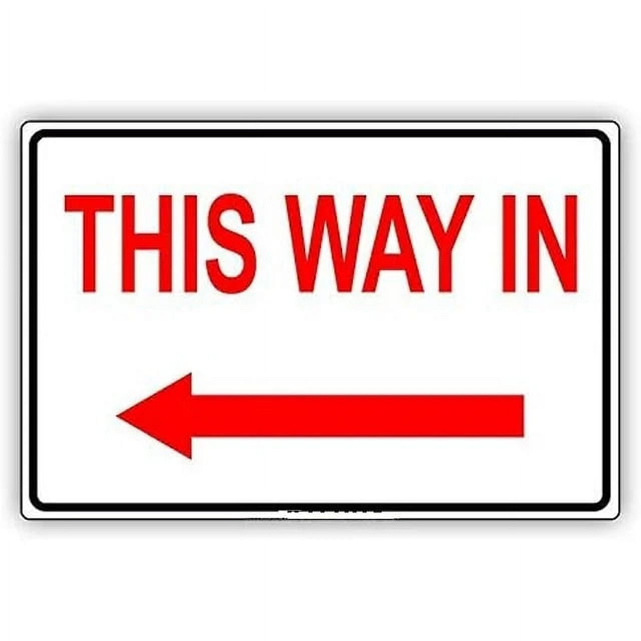 Warning Sign This Way in Left Arrow Pointer Direction Letters Notice ...