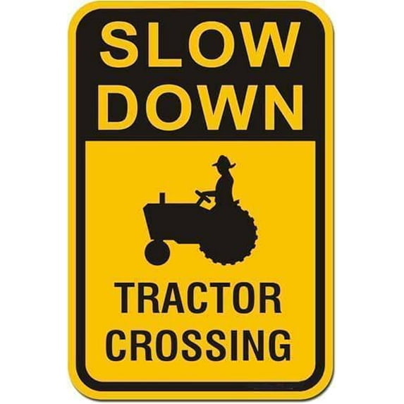 Warning Sign Tractor Crossing Aluminum Rust-Proof 12×8 Inch Street Yard ...