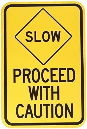 Warning Sign Traffic Control Sign, Slow Proceed with Caution Road Sign Business Sign Metal Tin ...