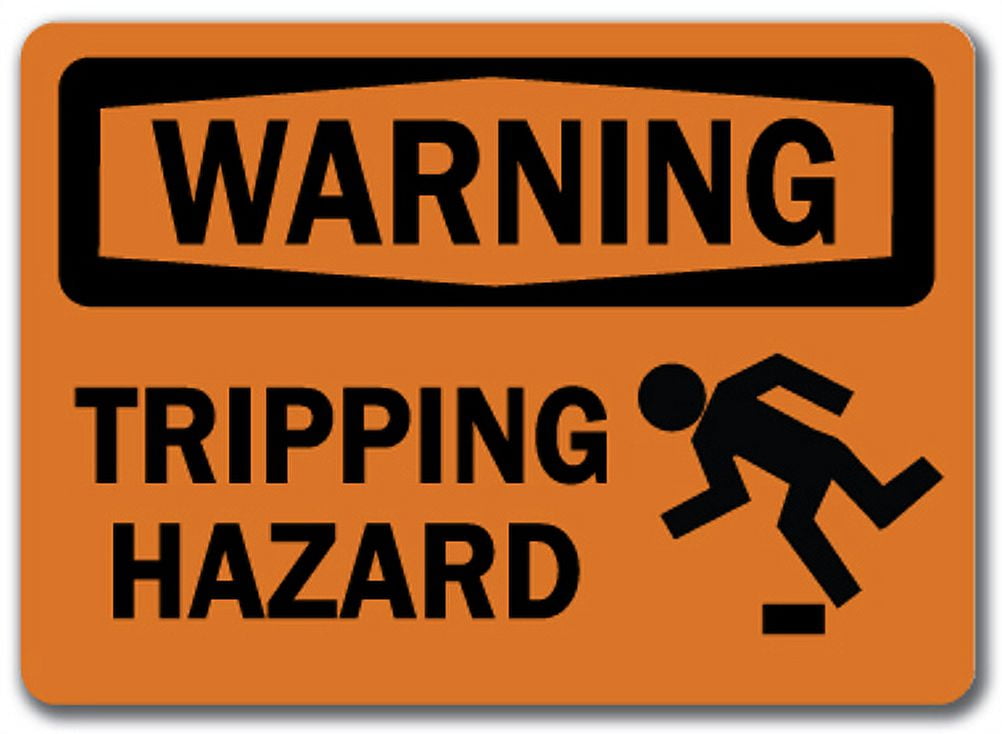 Warning Sign - Tripping Hazard with Graphic - 10" x 14" OSHA Safety ...