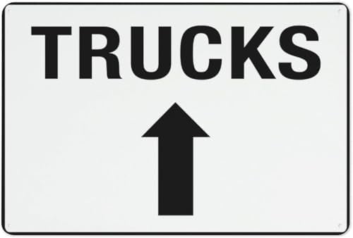 Warning Sign - Trucks (Straight Arrow), Aluminum Rust-Proof Metal Sign ...