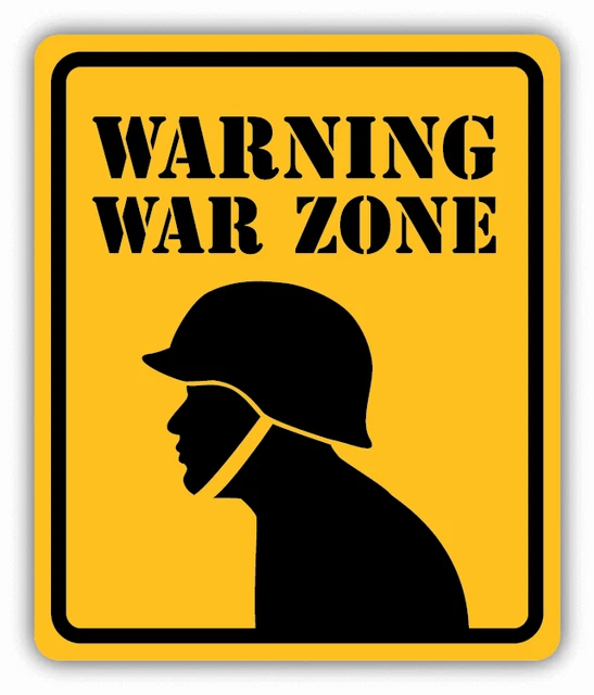 Warning Sign War Zone Army Sticker Phone Decal Water Bottle Stickers ...