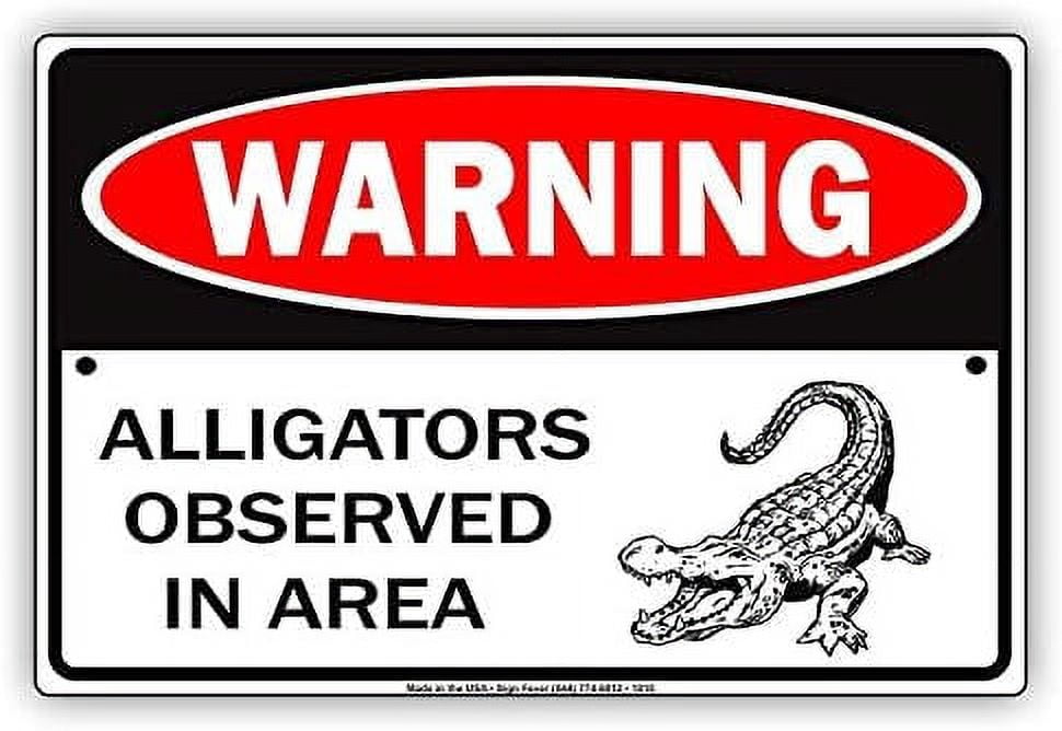 Warning Sign Warning Alligators Observed in Area with Graphic Animal ...