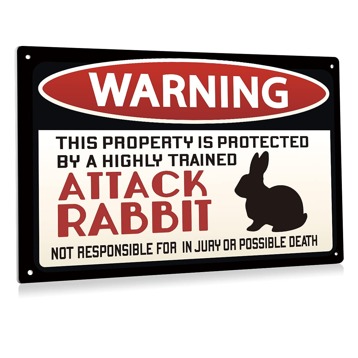 Warning Sign Warning Attack Rabbit Metal Tin Sign Wall Decor Sign for ...