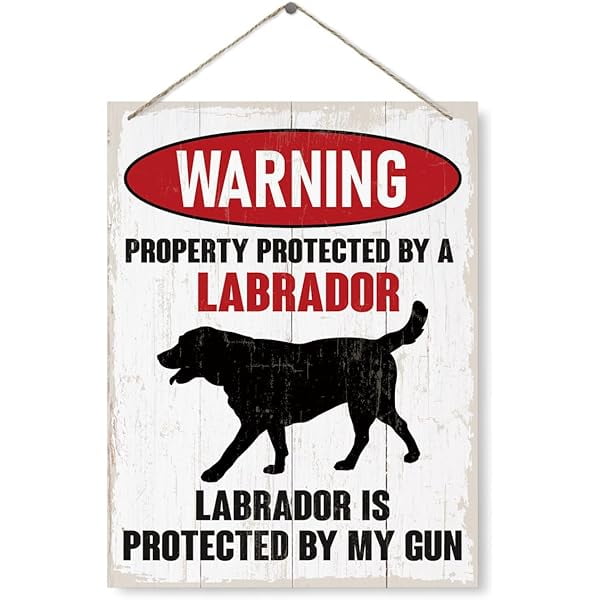 Warning Sign, Warning Property Protected by a Labrador Sign, Decorative ...