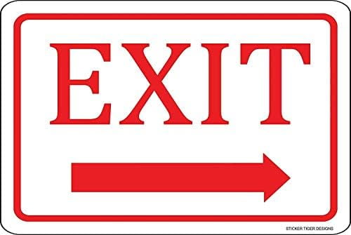 Warning Sign White Exit Right Arrow Sign - Business Directional Door ...