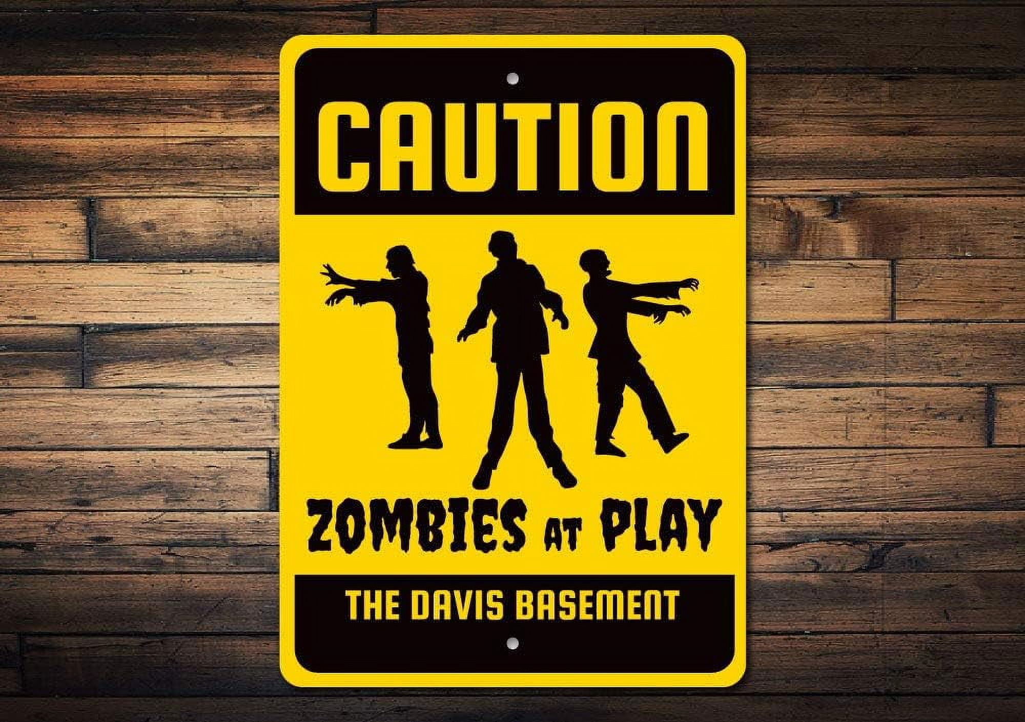 Warning Sign Zombie Decor Zombie Caution Sign Caution Zombie Sign Metal ...