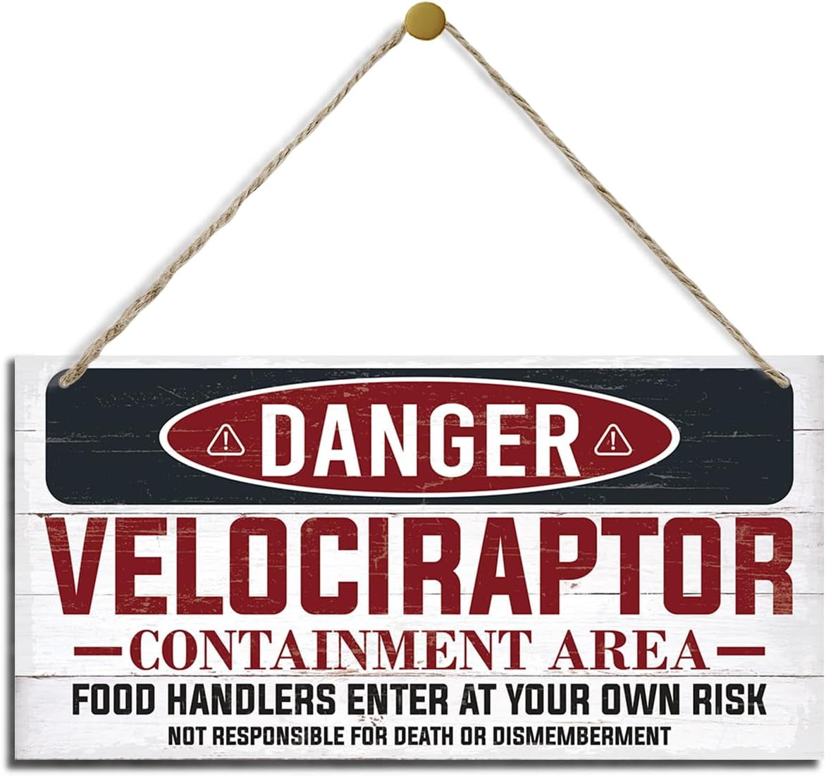 Warning Signs, Danger Velociraptor Containment Area Sign, Dinosaur Park ...