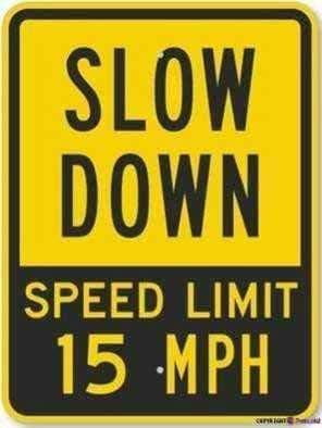 Warning Signs Metal Tin Sign -Slow Down Speed Limit 15 Mph, Fluorescent ...