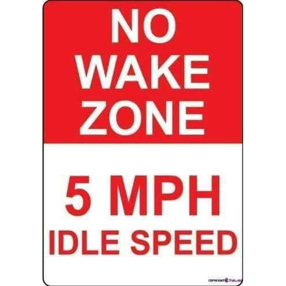 Warning Signs Metal Tin Sign -rustic Post No Wake Zone 5 Mph Idle Speed ...