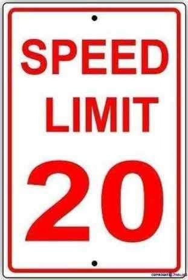 Warning Signs Metal Tin Sign -speed Limit 20 Mph Miles Per Hour Red ...