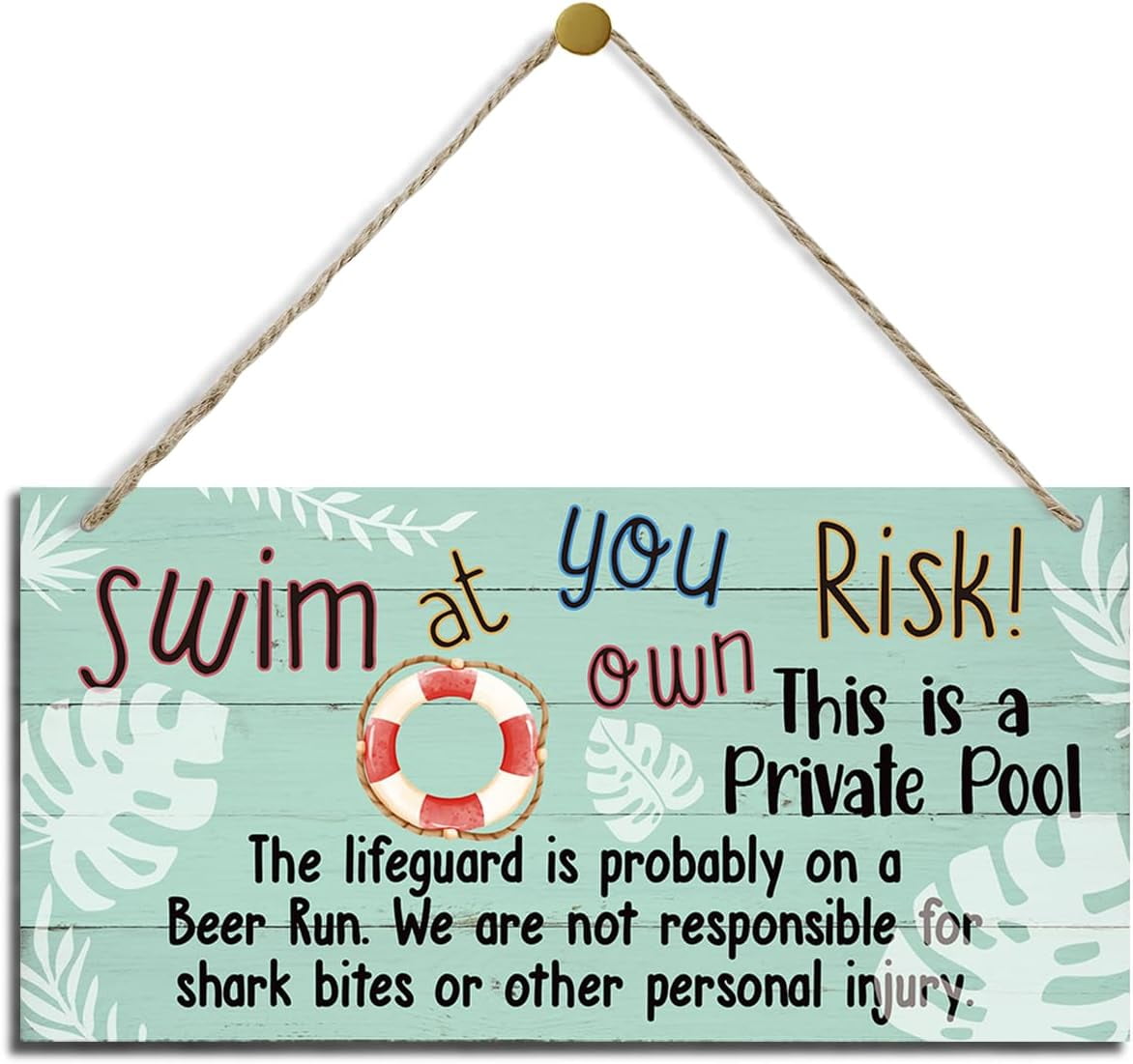 Warning Signs for Pool, Swim At Your Own Risk Sign Novelty Swimming ...