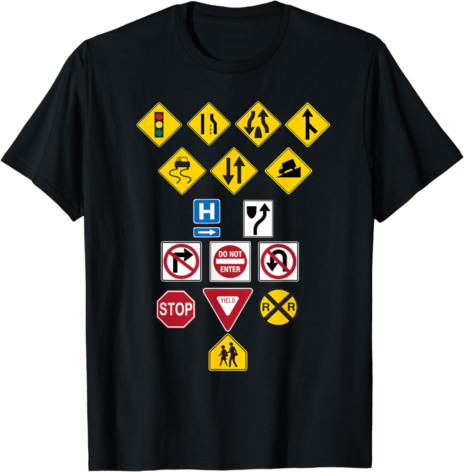 Warning Signs, Road Signs T-Shirt - Walmart.com