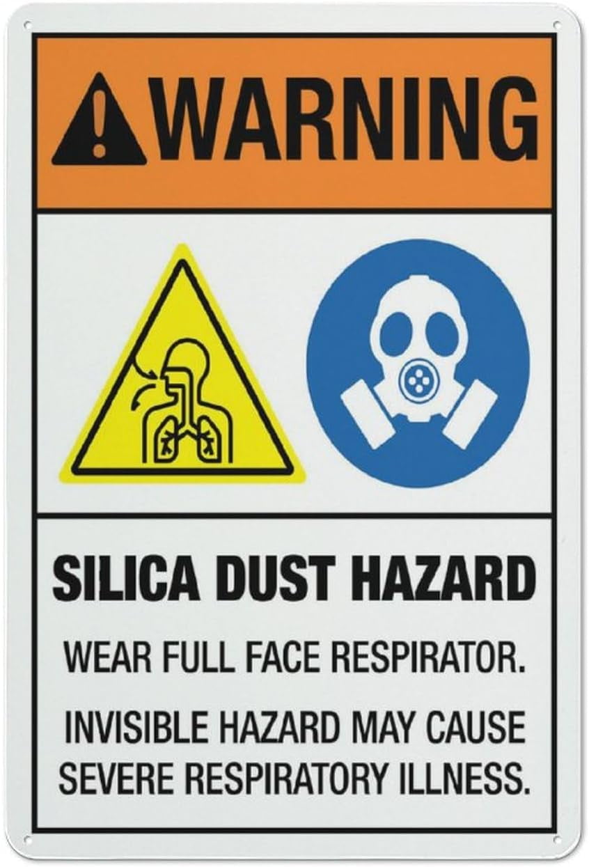 Warning Silica Dust Hazard Sign 12 X 8 Inches Aluminum Sign Reflective ...