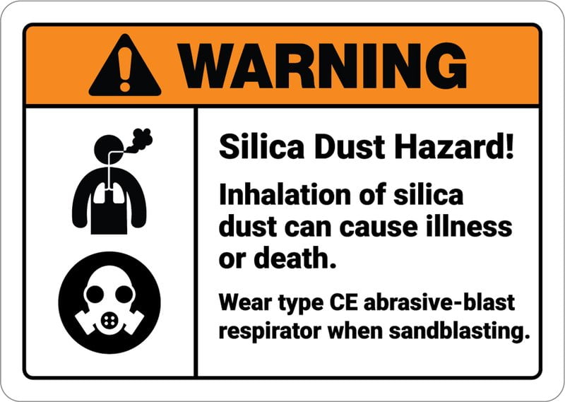 Warning Silica Dust Inhalation Cause Illness Sign Home Kitchen Farm ...