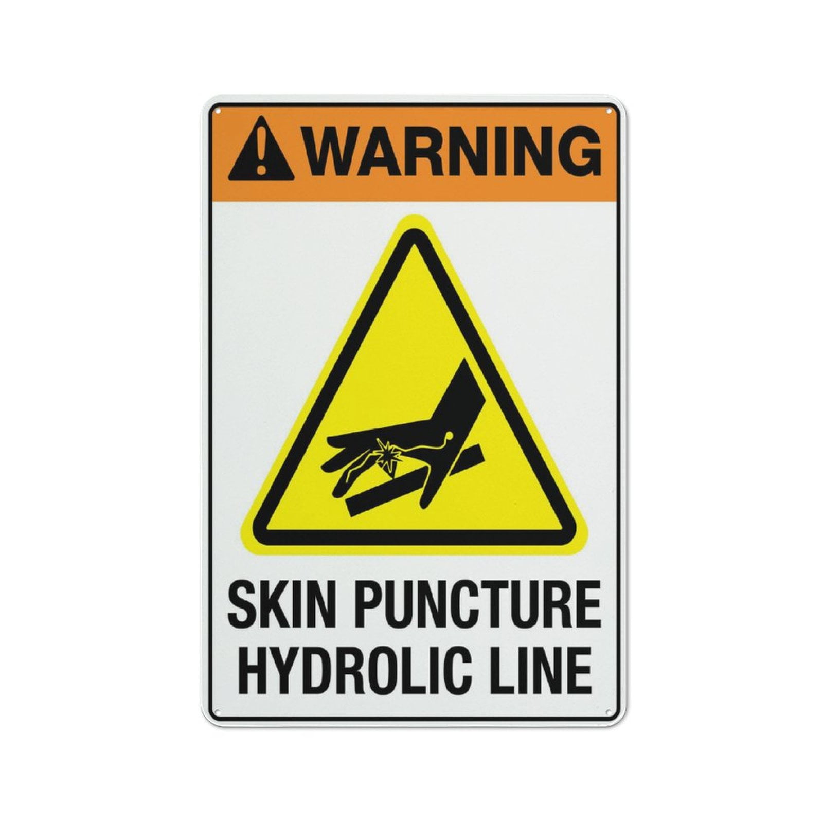 Warning Skin Puncture Hydrolic Line Sign Outdoor, Uv Printed Rust Free ...
