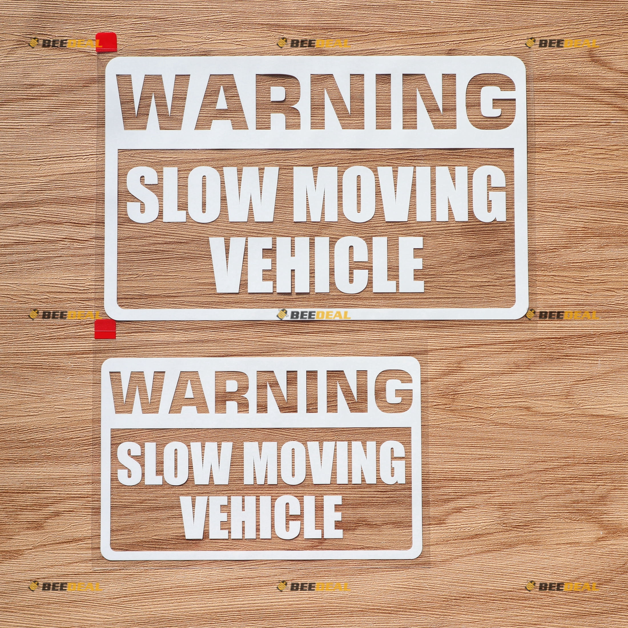 Warning Slow Moving Vehicle Car Decal Vinyl Sticker - 2 Pack White, 6 ...