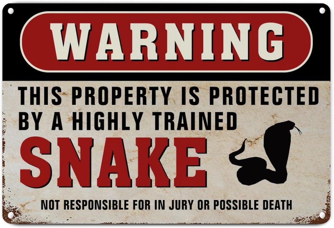 Warning Snake Warning Metal Sign for Inside Outside Railway Road ...