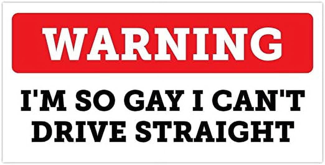 Warning So Gay I Can'T Drive Straight Bumper Sticker Vinyl Decal 3"X6 ...