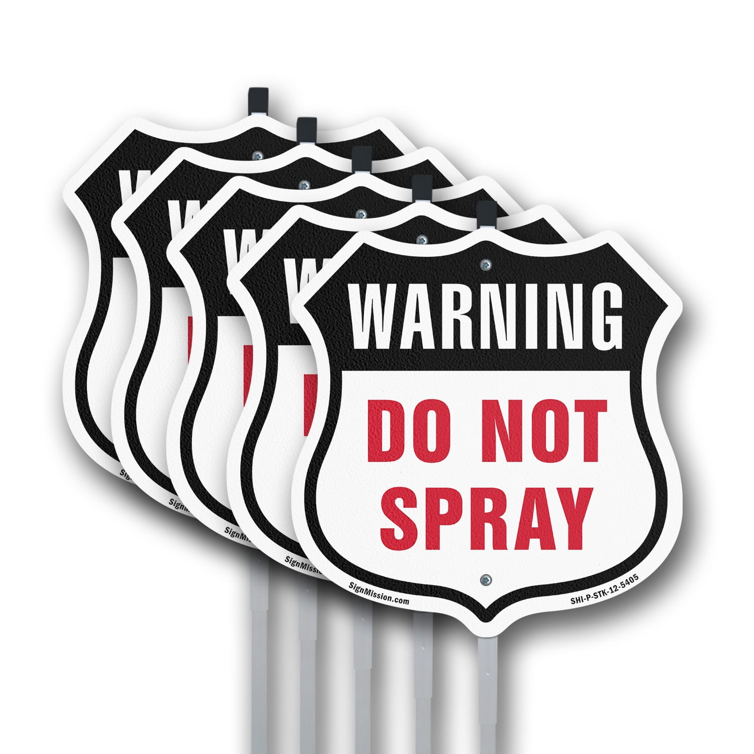Warning Do Not Spray (5 Pack) 12 inch X 12 inch Shield Shaped ...
