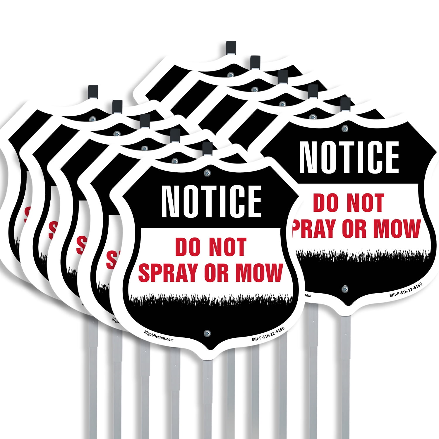Warning Do Not Spray Or Mow (10 Pack) 12 inch X 12 inch Shield Shaped ...