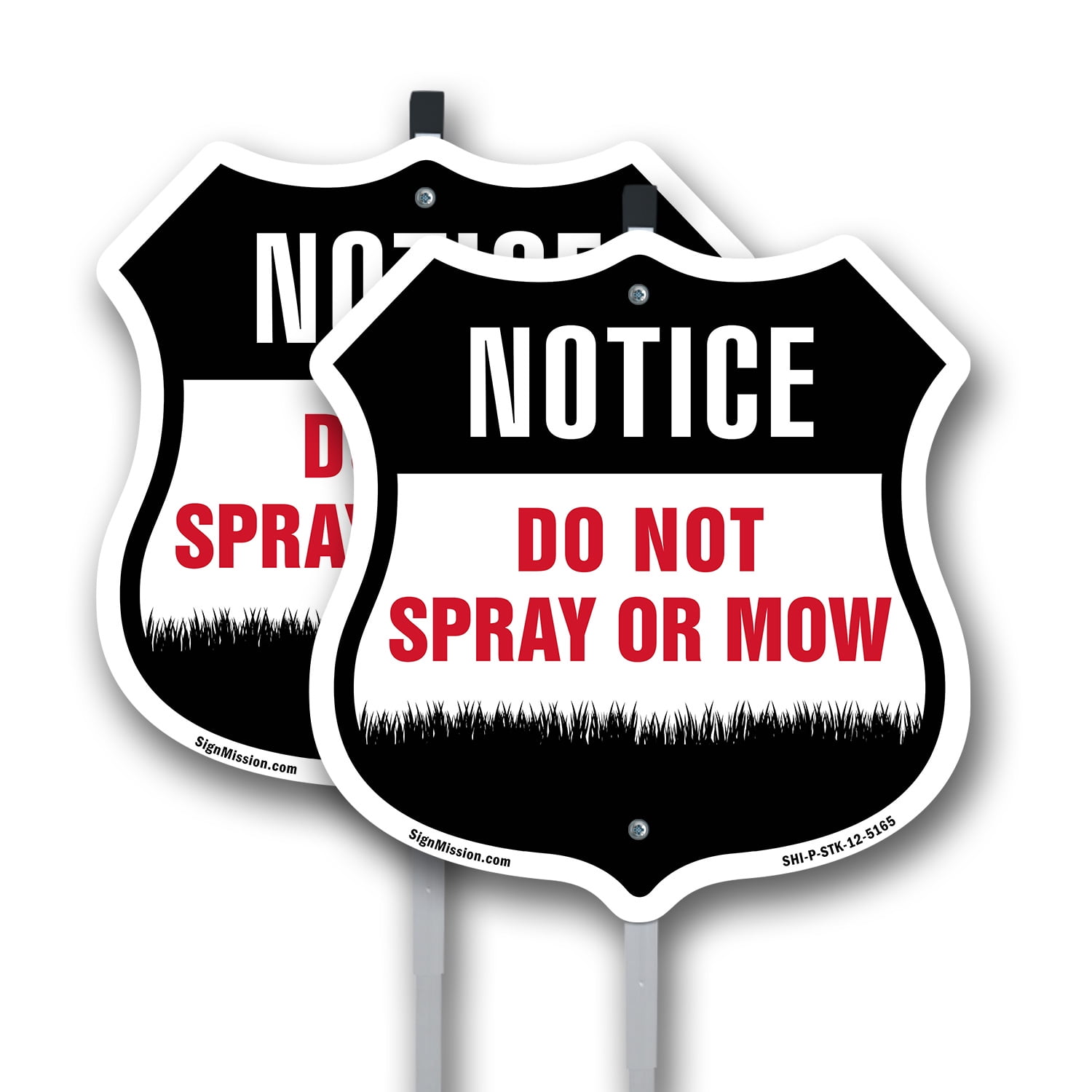 Warning Do Not Spray Or Mow (2 Pack) 12 inch X 12 inch Shield Shaped ...