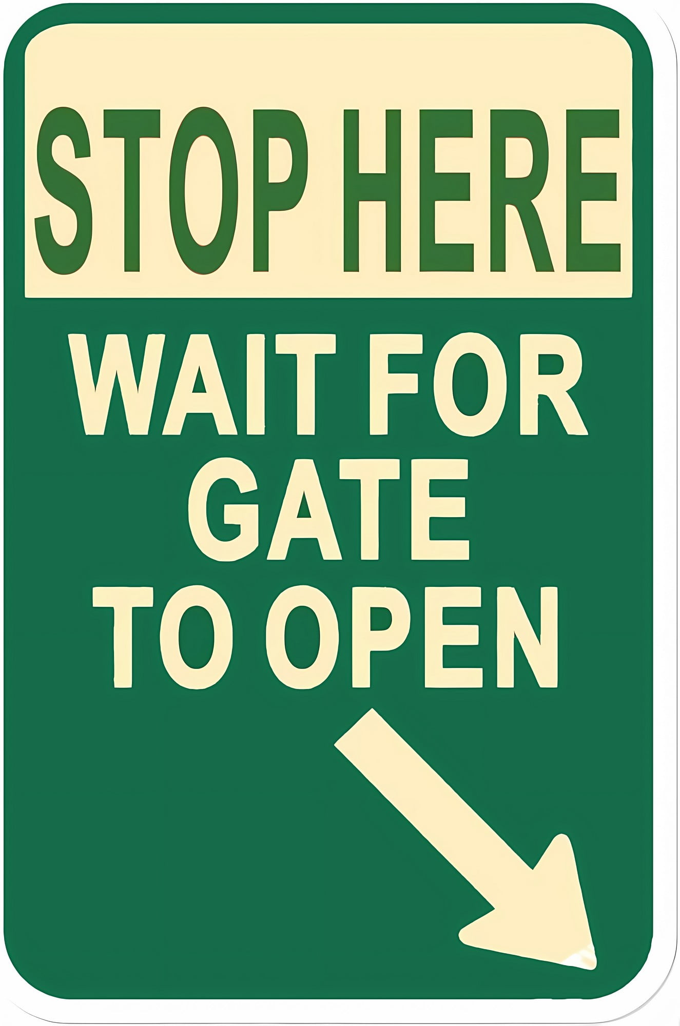 Warning Stop Here Wait for Gate to Open Right Bottom Arrow Aluminum ...