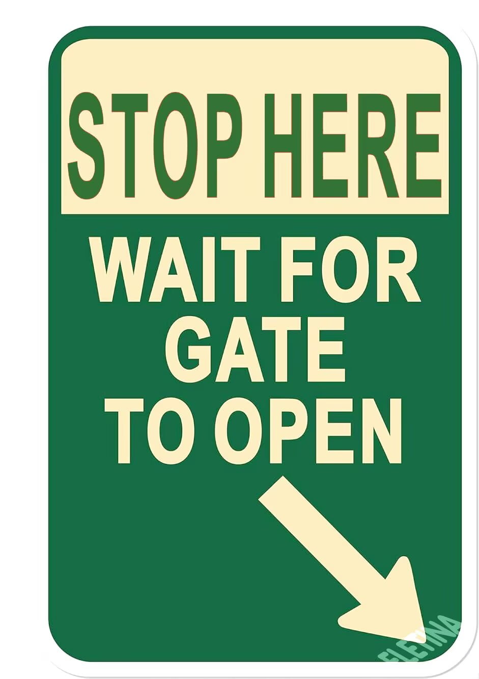 Warning Stop Here Wait for Gate to Open (with Right Bottom Arrow) Sign ...