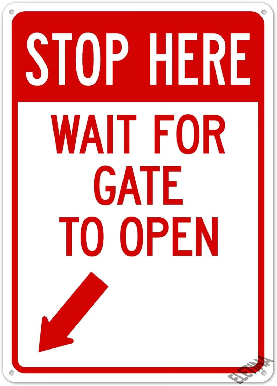 Warning Stop Here Wait for Gate to Open (with left Bottom Arrow) Sign ...