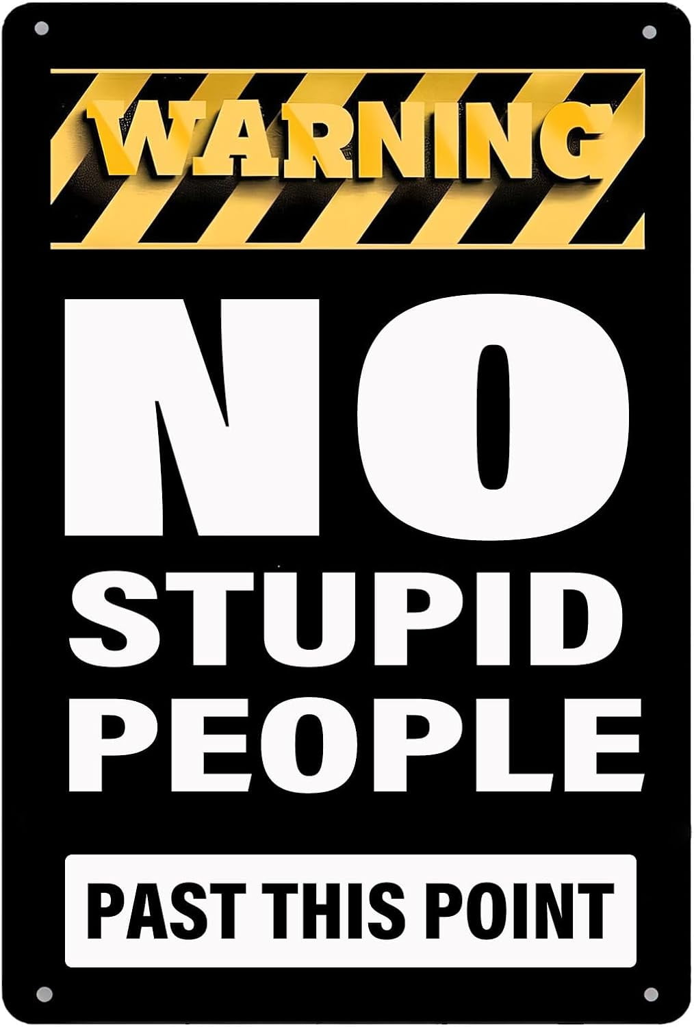 Warning No Stupid People Past This Point Creative Tin Sign Metal Retro ...