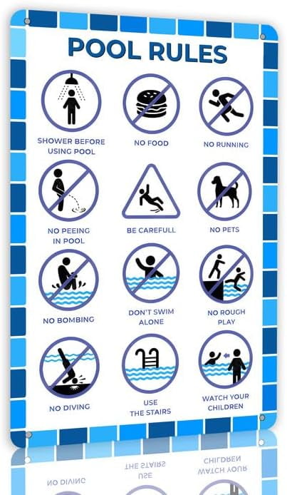 Warning Swim at Your Own Risk Vintage Tin Sign Pool Rules Sign for ...