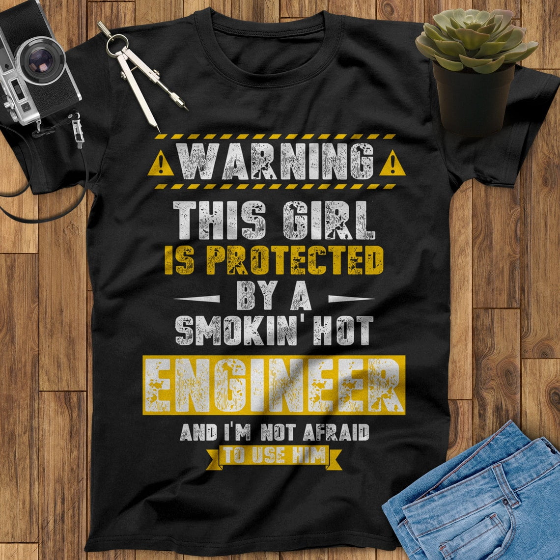 Warning This Girl Is Protected By A Smokin' Hot Engineer Shirt, Engineer Wife Girlfriend Gifts ...
