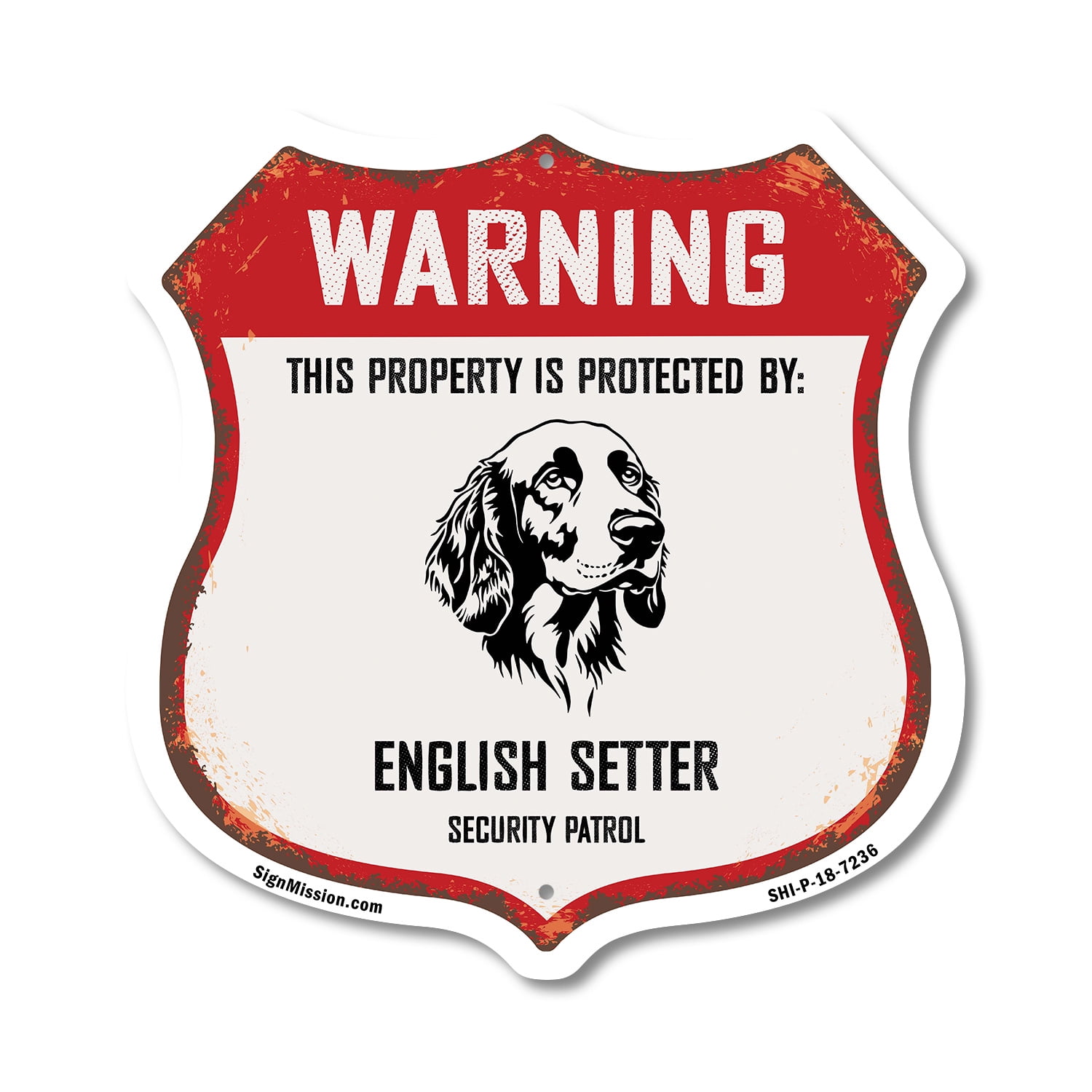 Warning This Property is Protected by English Setter 12 inch X 12 inch ...