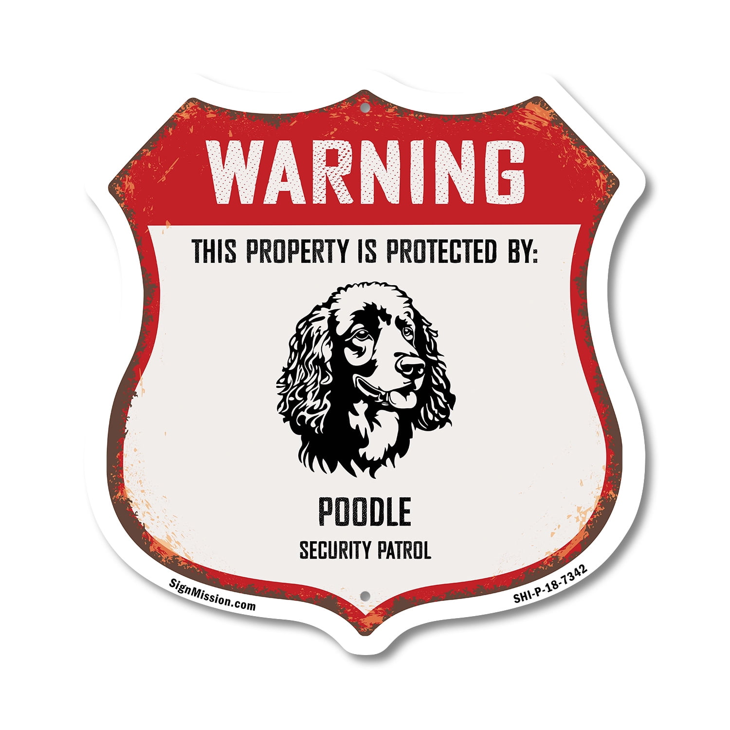 Warning This Property is Protected by Poodle 12 inch X 12 inch Shield ...