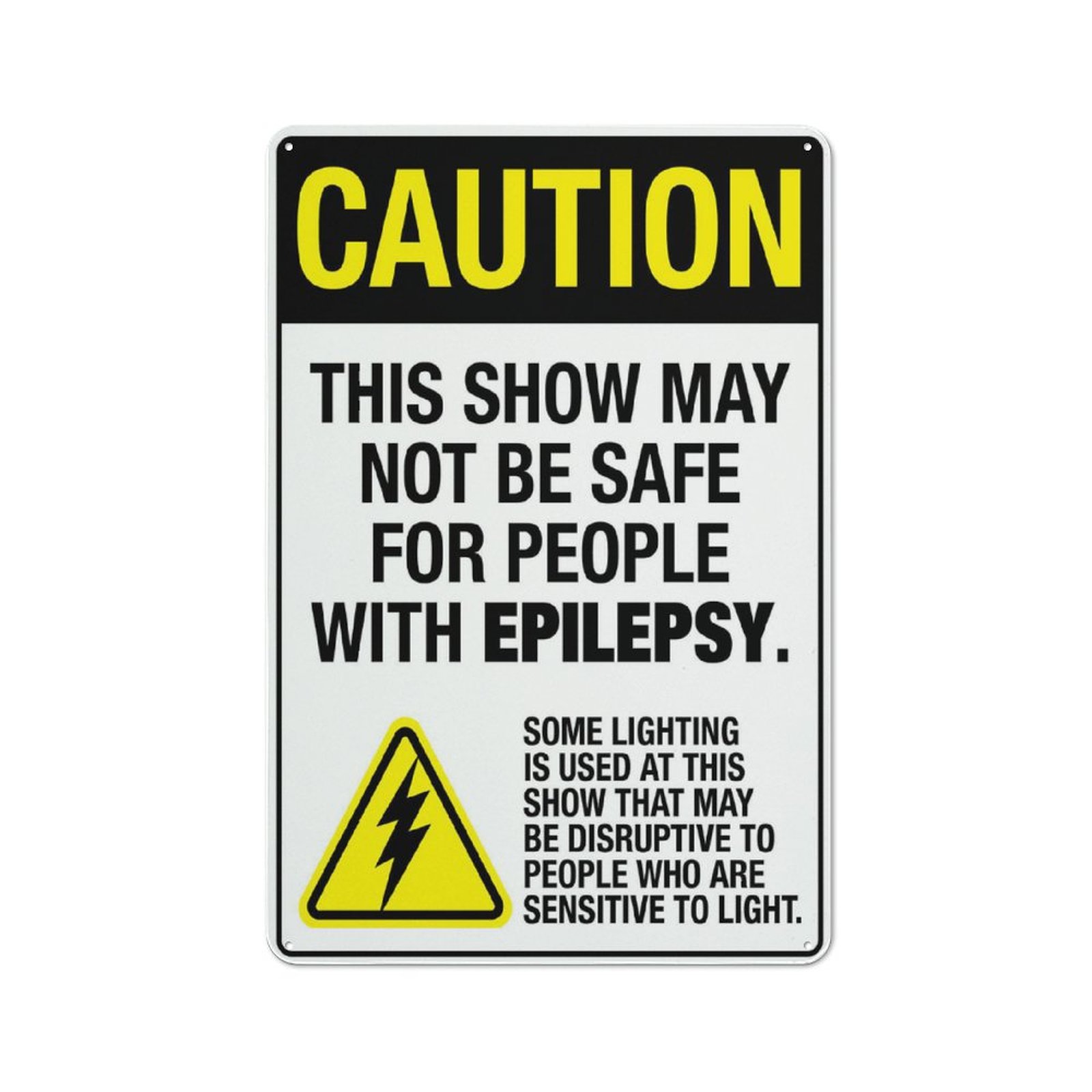 Warning This Show May Not Be Safe For People With Epilepsy Sign 8 X 12 ...