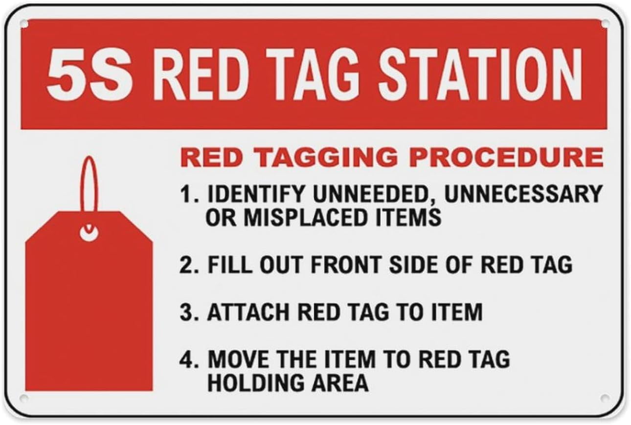 Warning Tin Sign 5s Red Tag Station Red Tagging Procedure 1. Identify ...