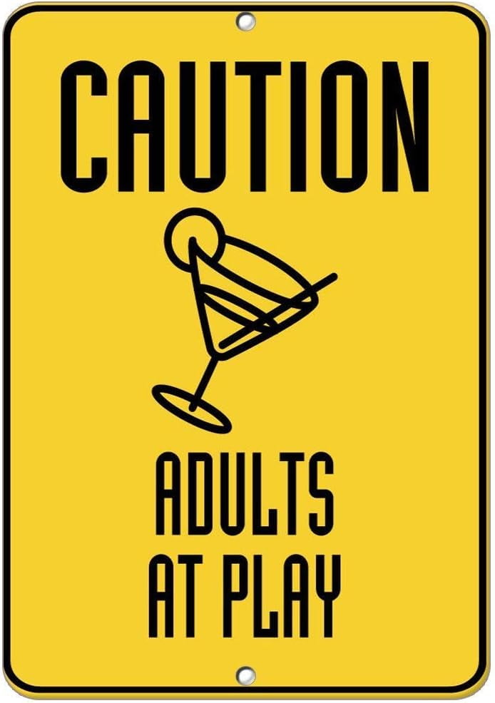Warning Tin Sign Adults At Play Traffic Sign Aluminum Metal Metal Tin ...