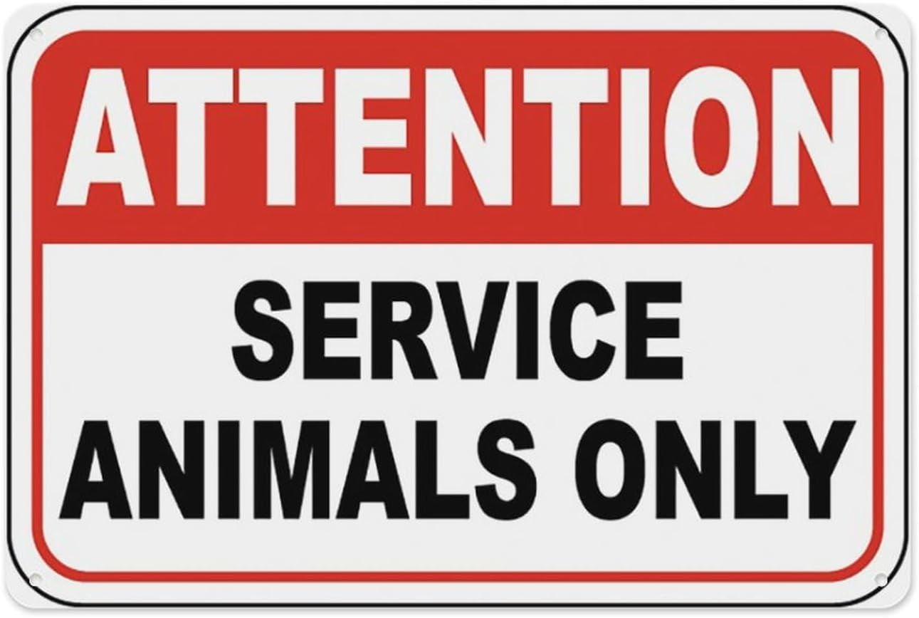 Warning Tin Sign Attention Service Animals Only Vintage Metal Sign Home ...