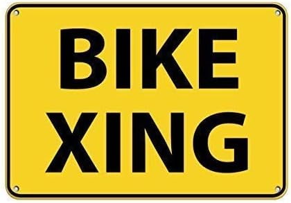 Warning Tin Sign Bike Xing Traffic Funny Decoration Home Road Street ...