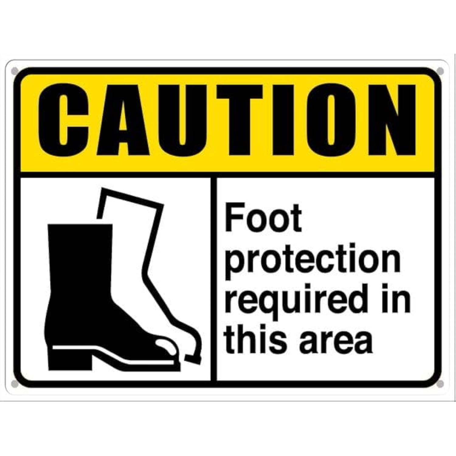 Warning Tin Sign Caution Foot Protection Required In This Area Retro ...
