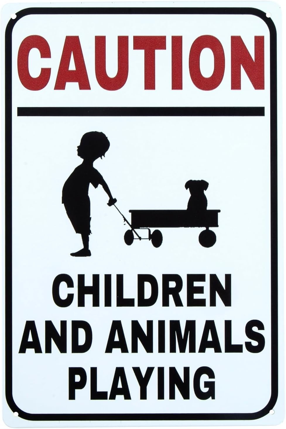 Warning Tin Sign Caution for Play Area: Caution - Children and Animals ...