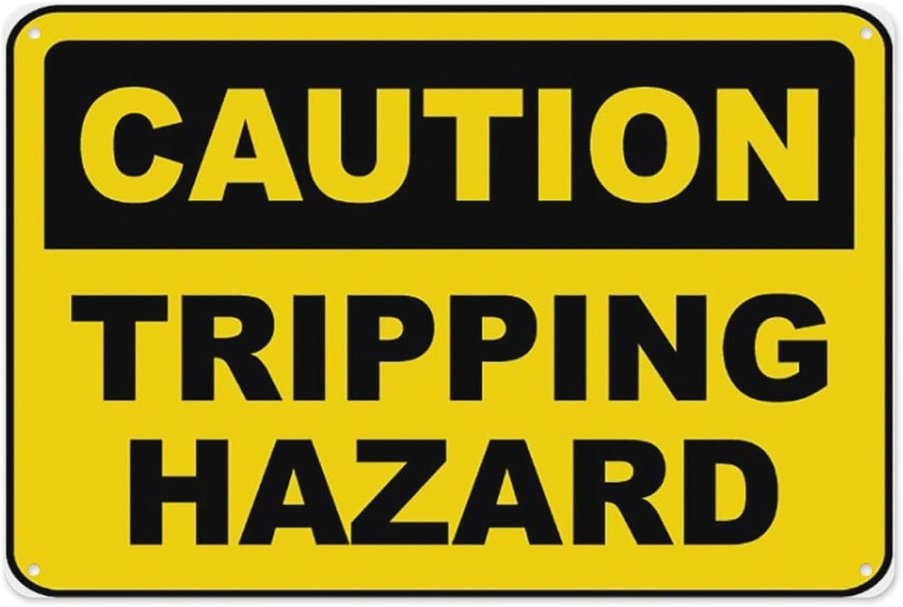 Warning Tin Sign Caution Tripping Hazard Home Office Road Street Garage ...