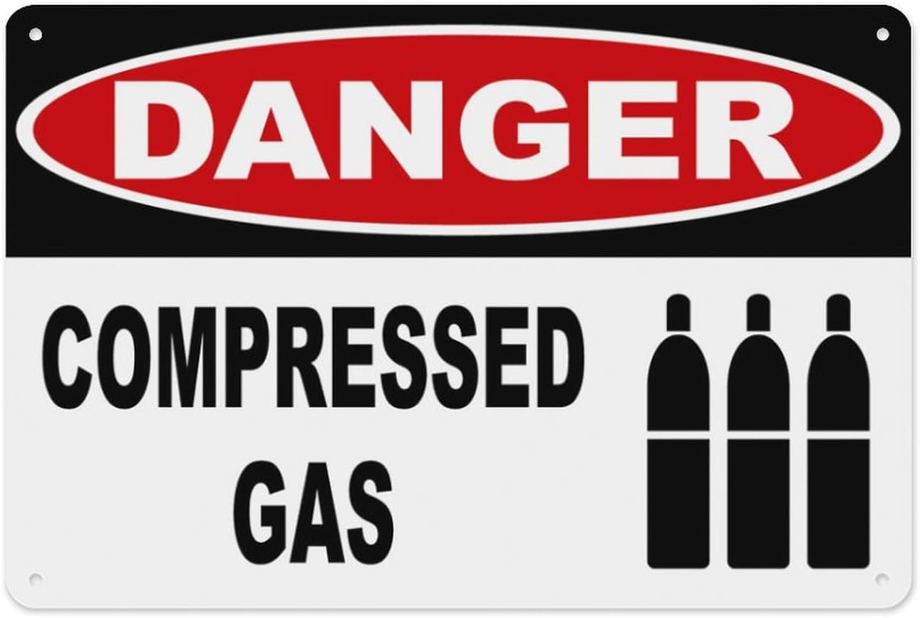 Warning Tin Sign Danger Compressed Gas Home Office Road Street Garage ...
