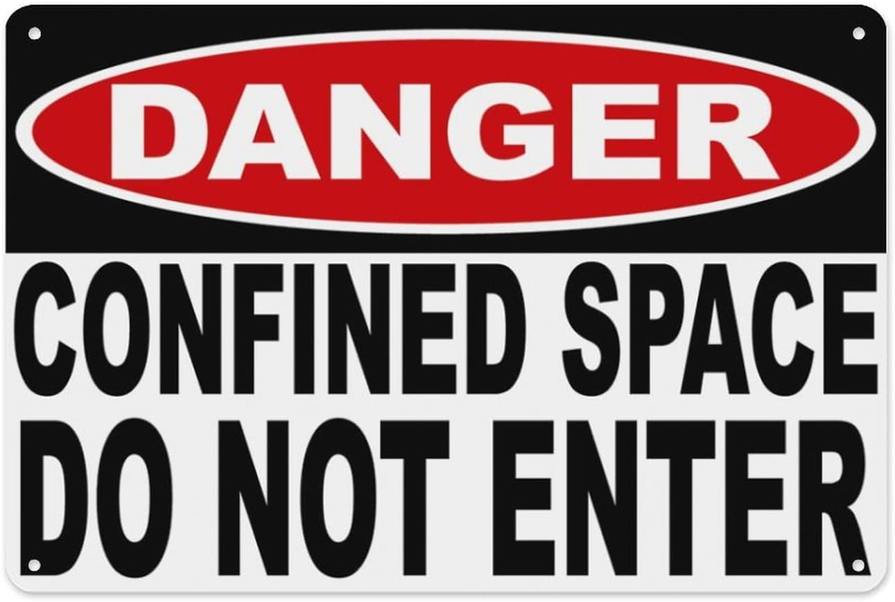 Warning Tin Sign Danger Confined Space Do Not Enter Vintage Metal Sign ...