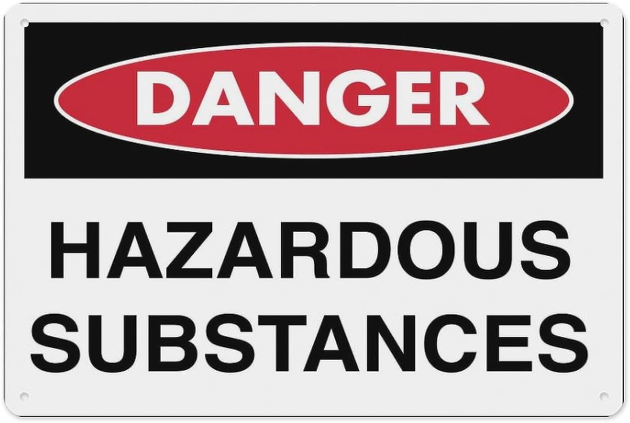 Warning Tin Sign Danger Hazardous Substances Vintage Metal Sign Home ...