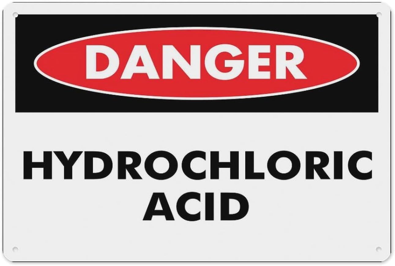 Warning Tin Sign Danger Hydrochloric Acid Vintage Metal Sign Home Road ...