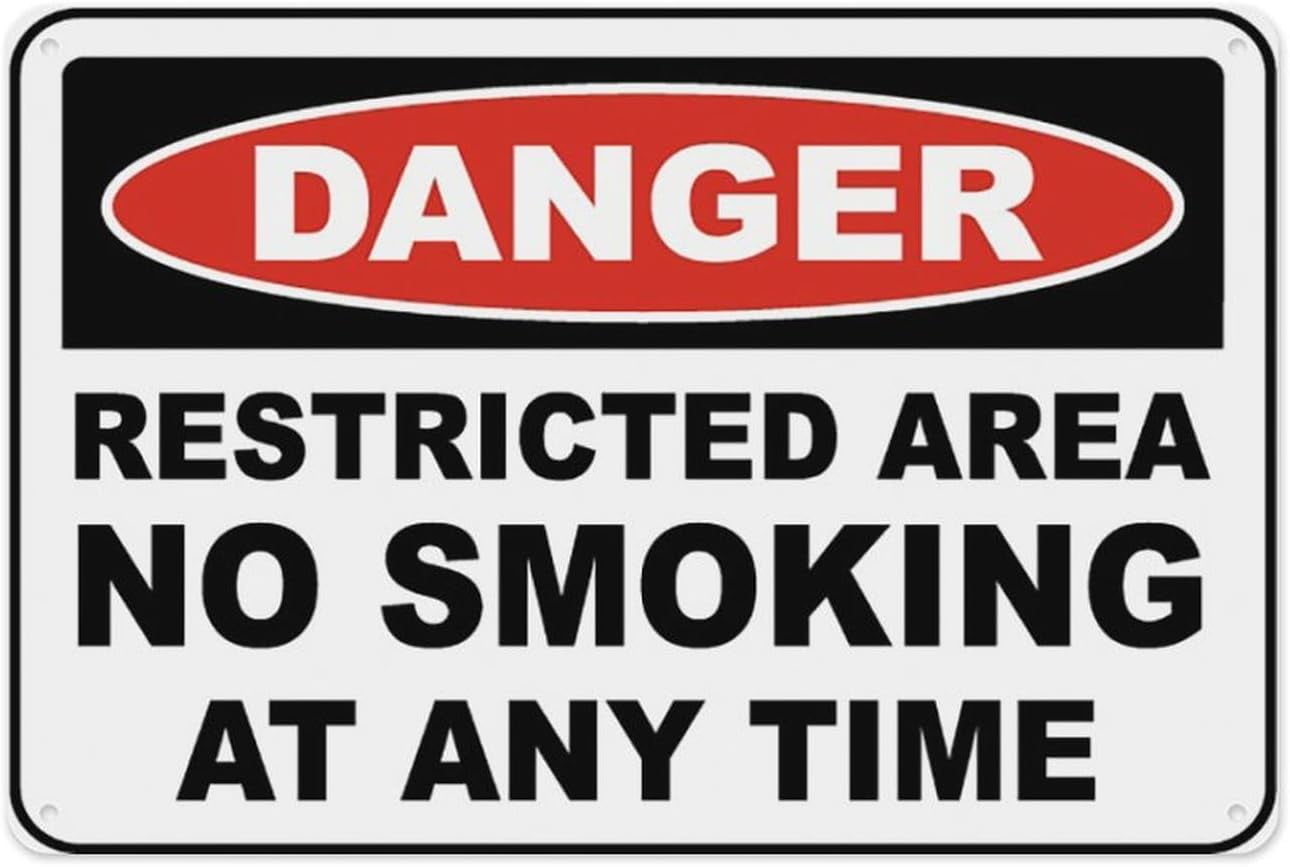 Warning Tin Sign Danger Restricted Area No Smoking Vintage Metal Sign ...