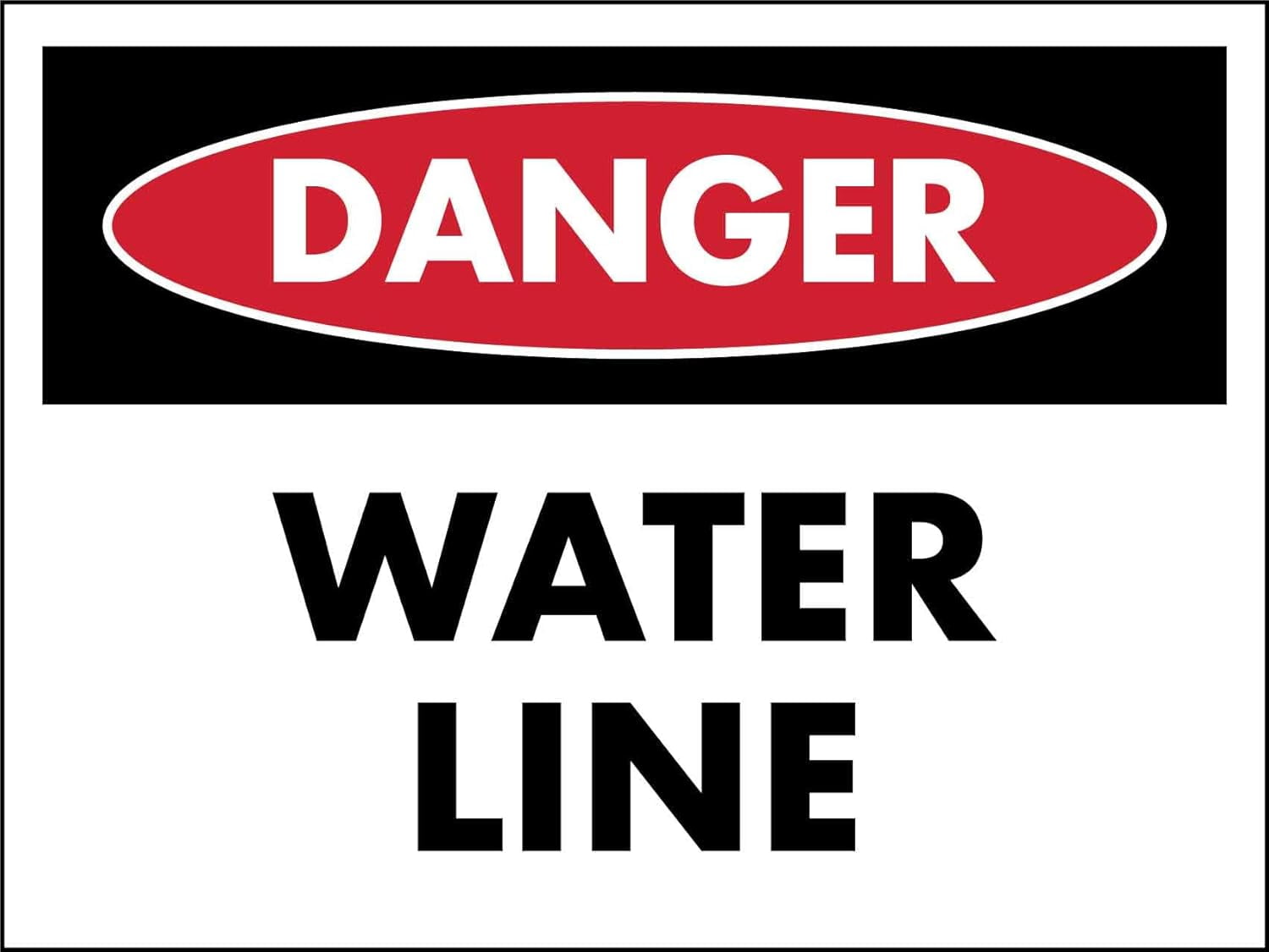 Warning Tin Sign Danger Sign: Water Line Funny Sign Decoration Home ...