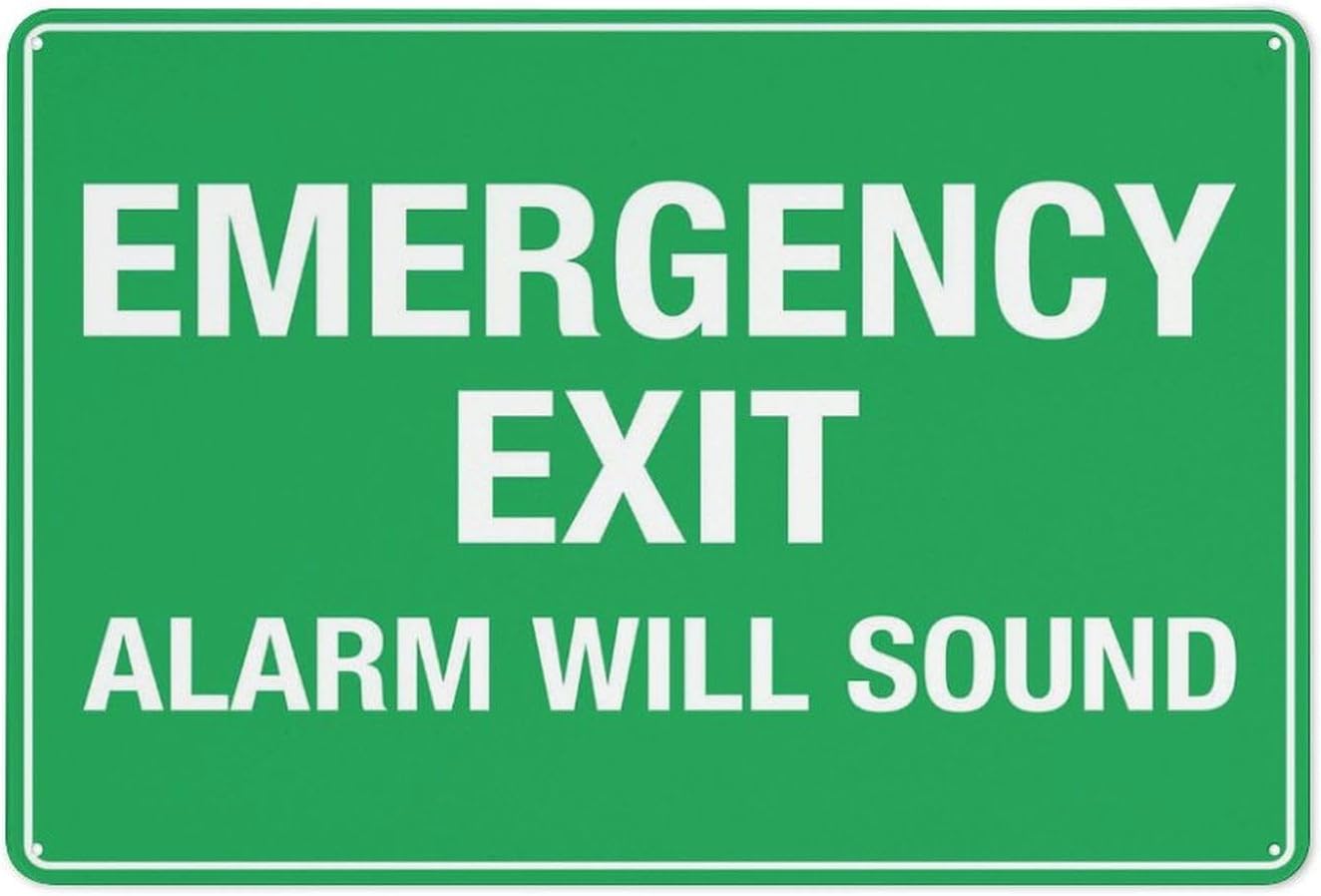 Warning Tin Sign Emergency Exit Alarm Will Sound Home Office Road ...