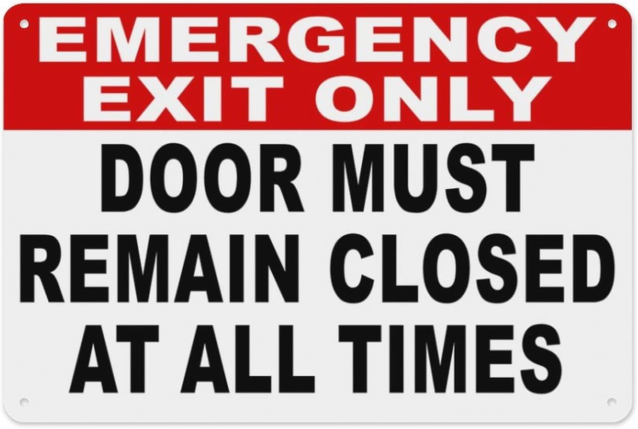 Warning Tin Sign Emergency Exit Only Door Must Remain Closed At All ...